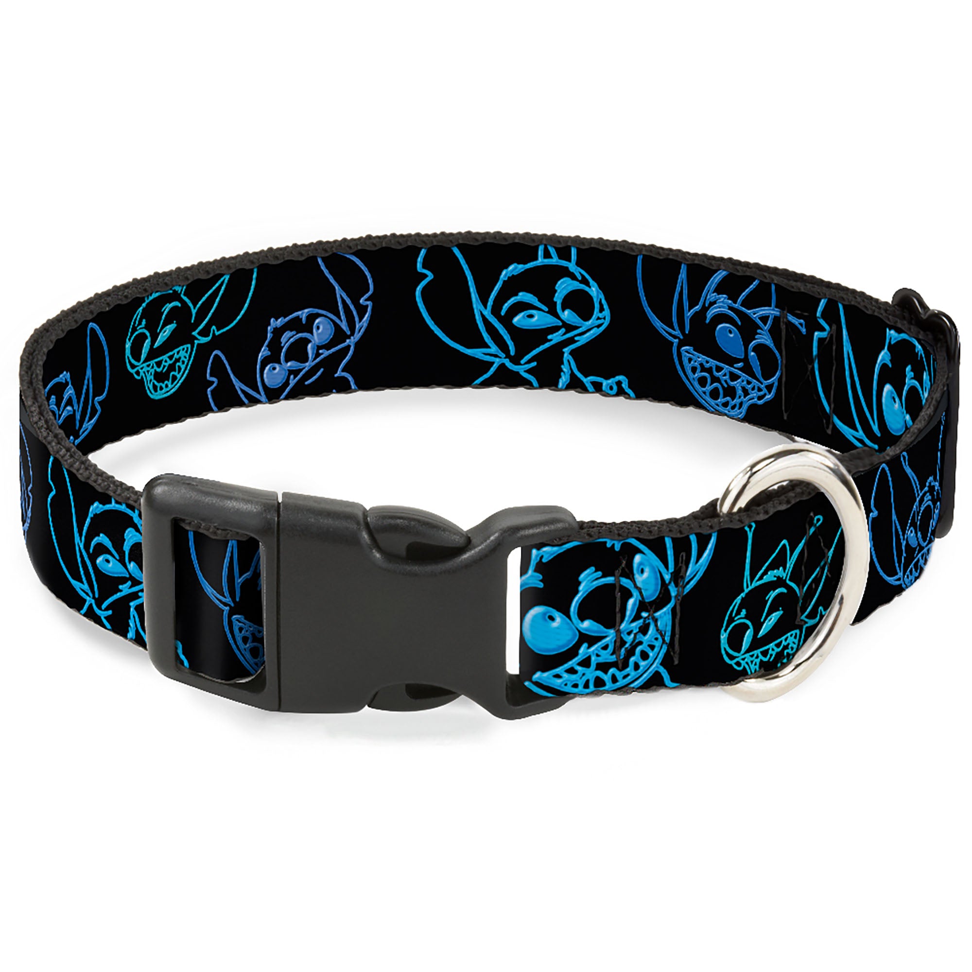 Plastic Clip Collar - Electric Stitch Poses Black/Neon Blue – Buckle-Down