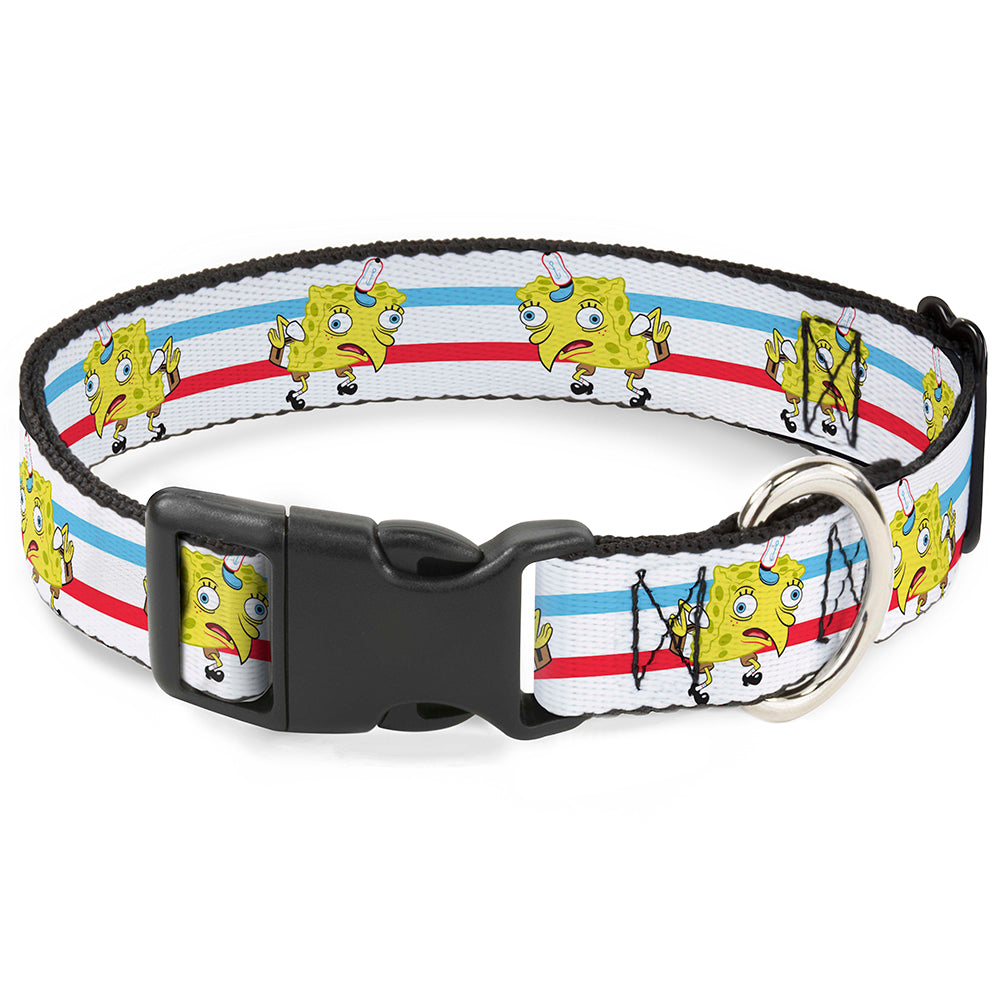 Plastic Clip Collar - Mocking SpongeBob Pose Stripe White/Blue/Red ...