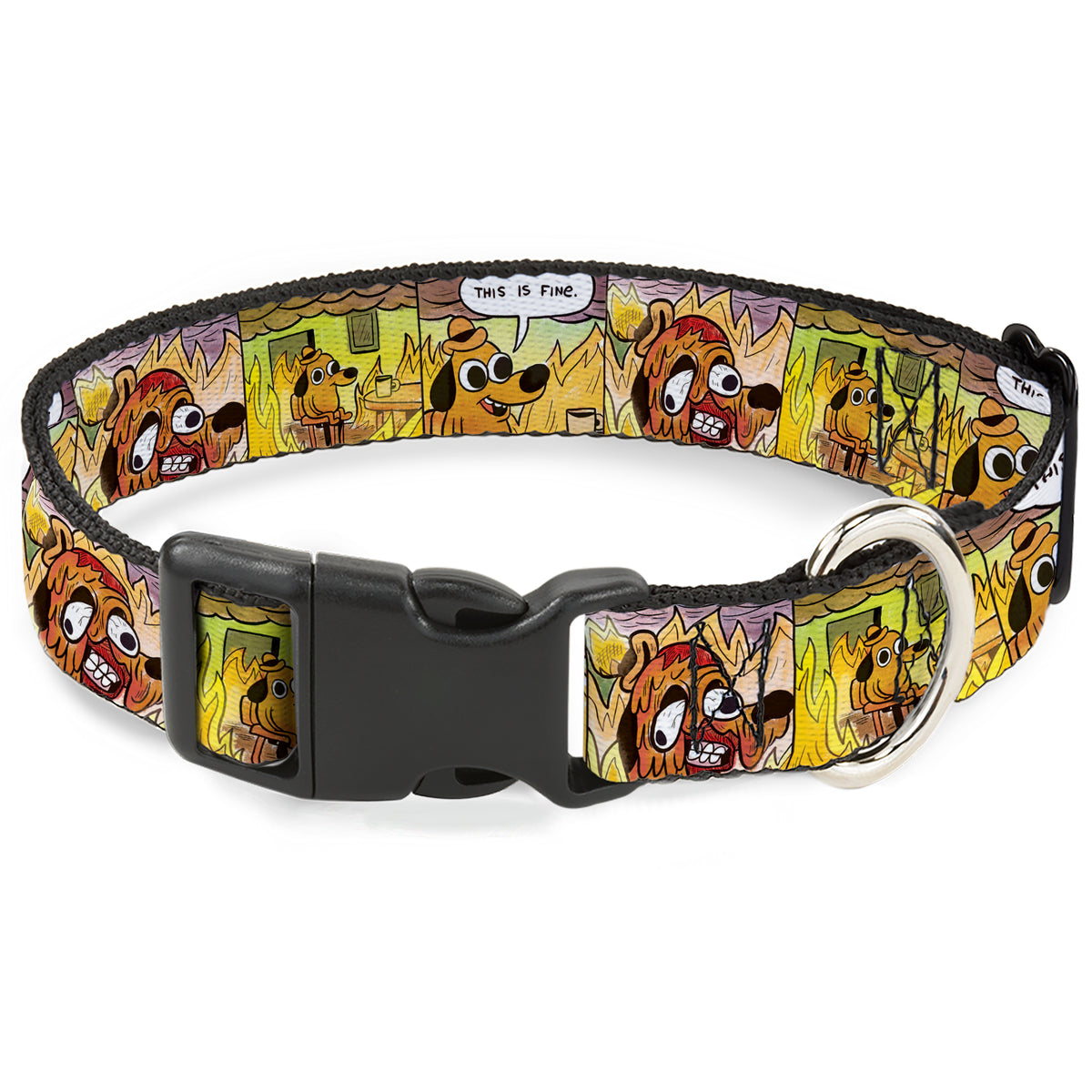 Plastic Clip Collar - THIS IS FINE Question Hound Cafe Fire Comic Stri ...