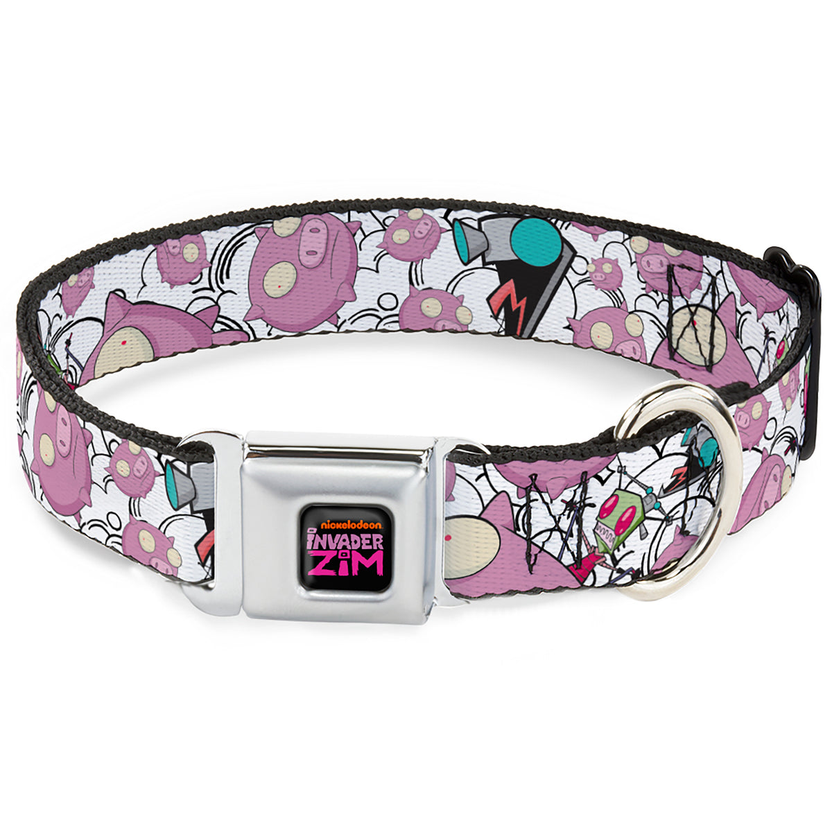 INVADER ZIM Title Logo Full Color Pink/Green Seatbelt Buckle Collar ...