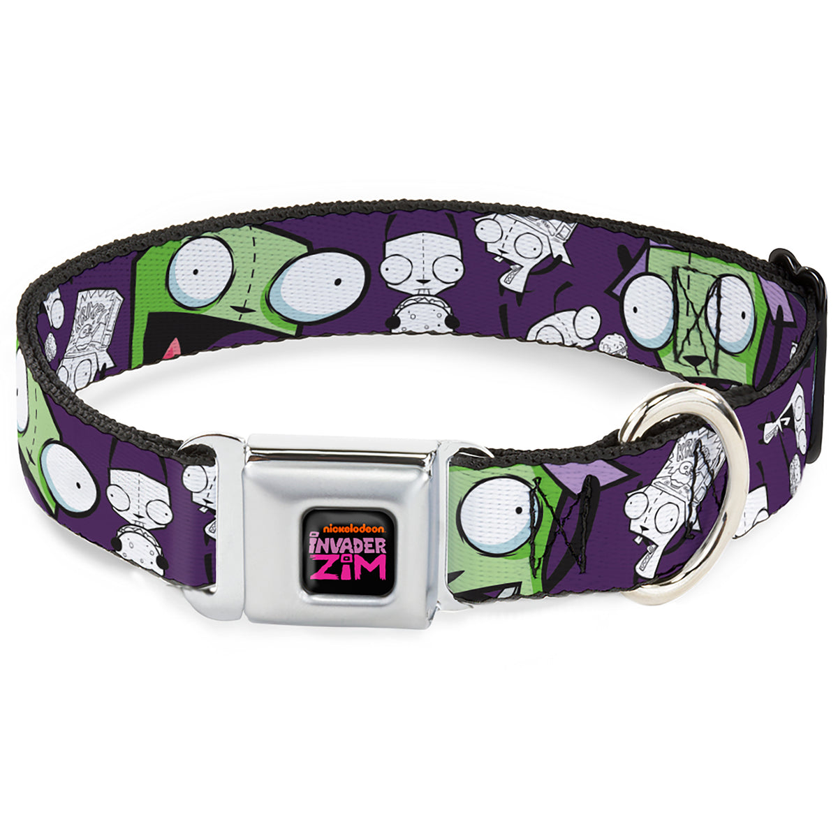 INVADER ZIM Title Logo Full Color Pink/Green Seatbelt Buckle Collar ...