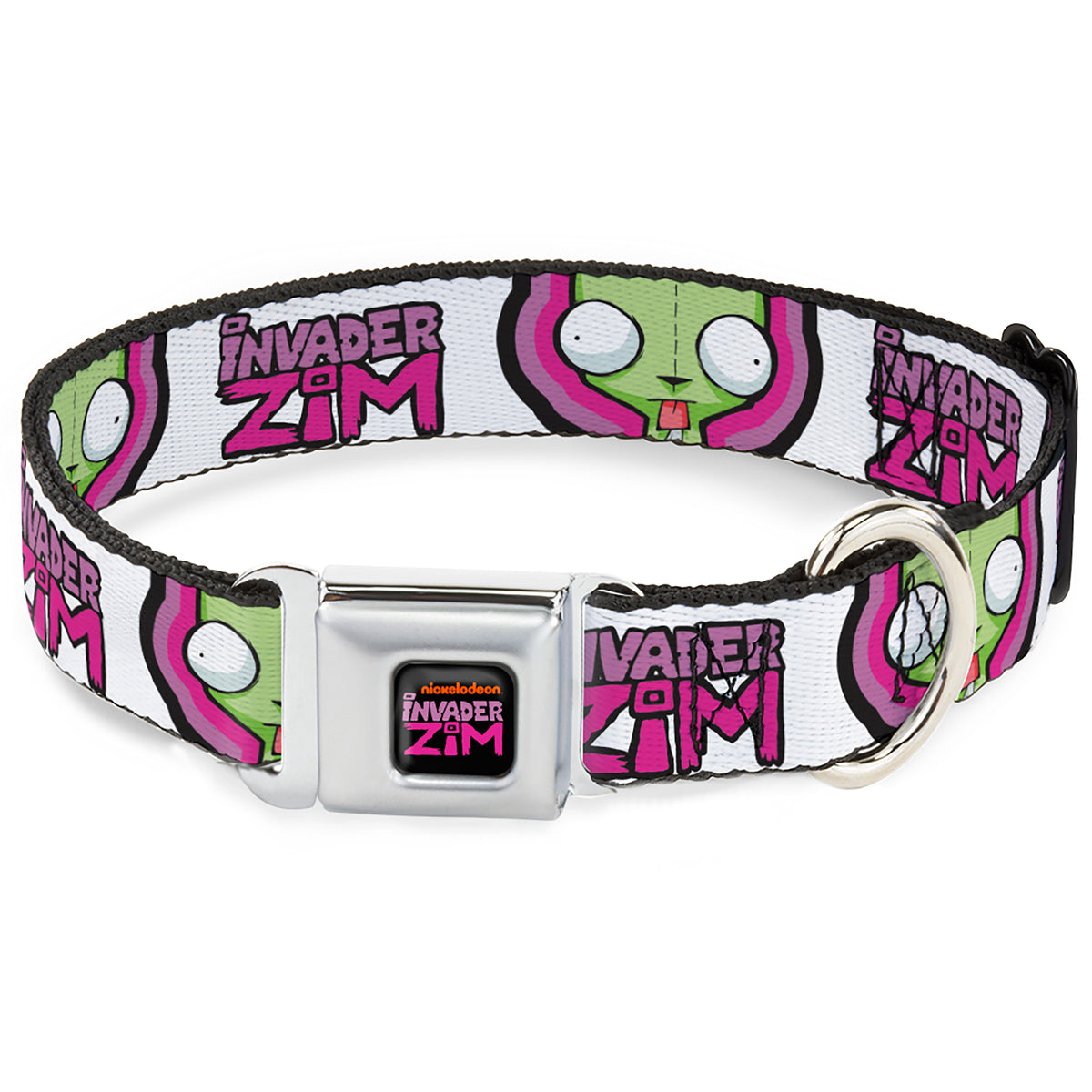 INVADER ZIM Title Logo Full Color Pink/Green Seatbelt Buckle Collar ...