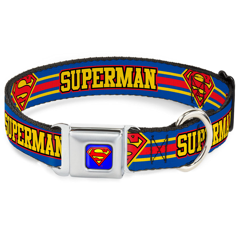 Superman Full Color Blue Seatbelt Buckle Collar - SUPERMAN/Shield Stri ...