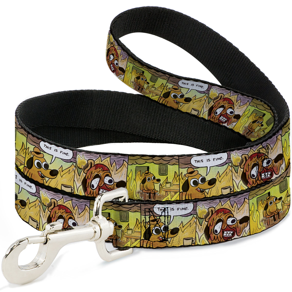 Dog Leash - THIS IS FINE Question Hound Cafe Fire Comic Strip Blocks ...