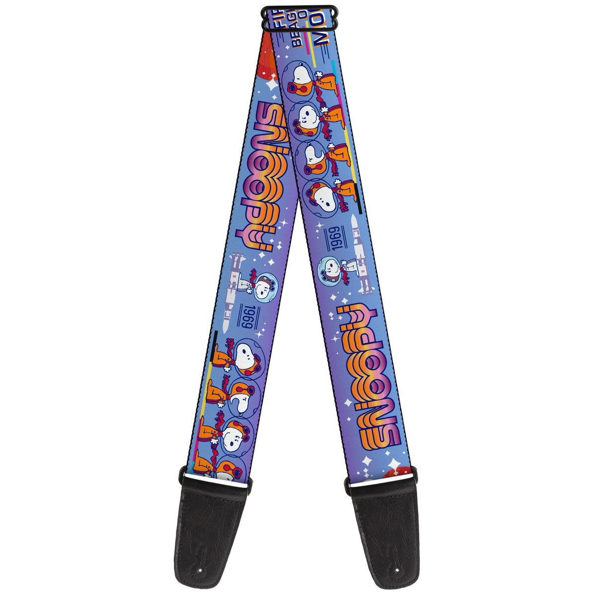 Guitar Strap - Peanuts Astronaut Snoopy Launch Poses and Text White/Mu ...