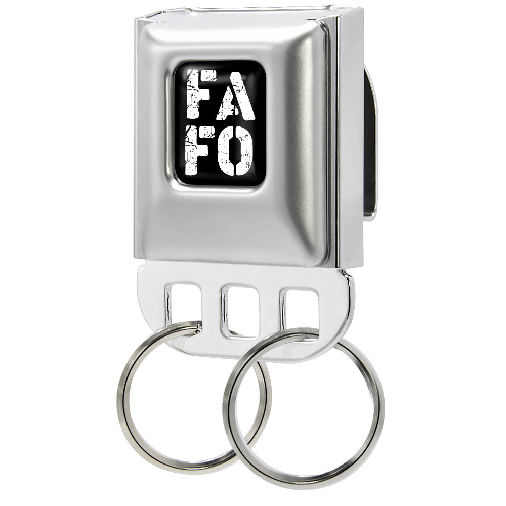 Keyholder - FAFO Text Distressed Full Color Black/White — Buckle-Down