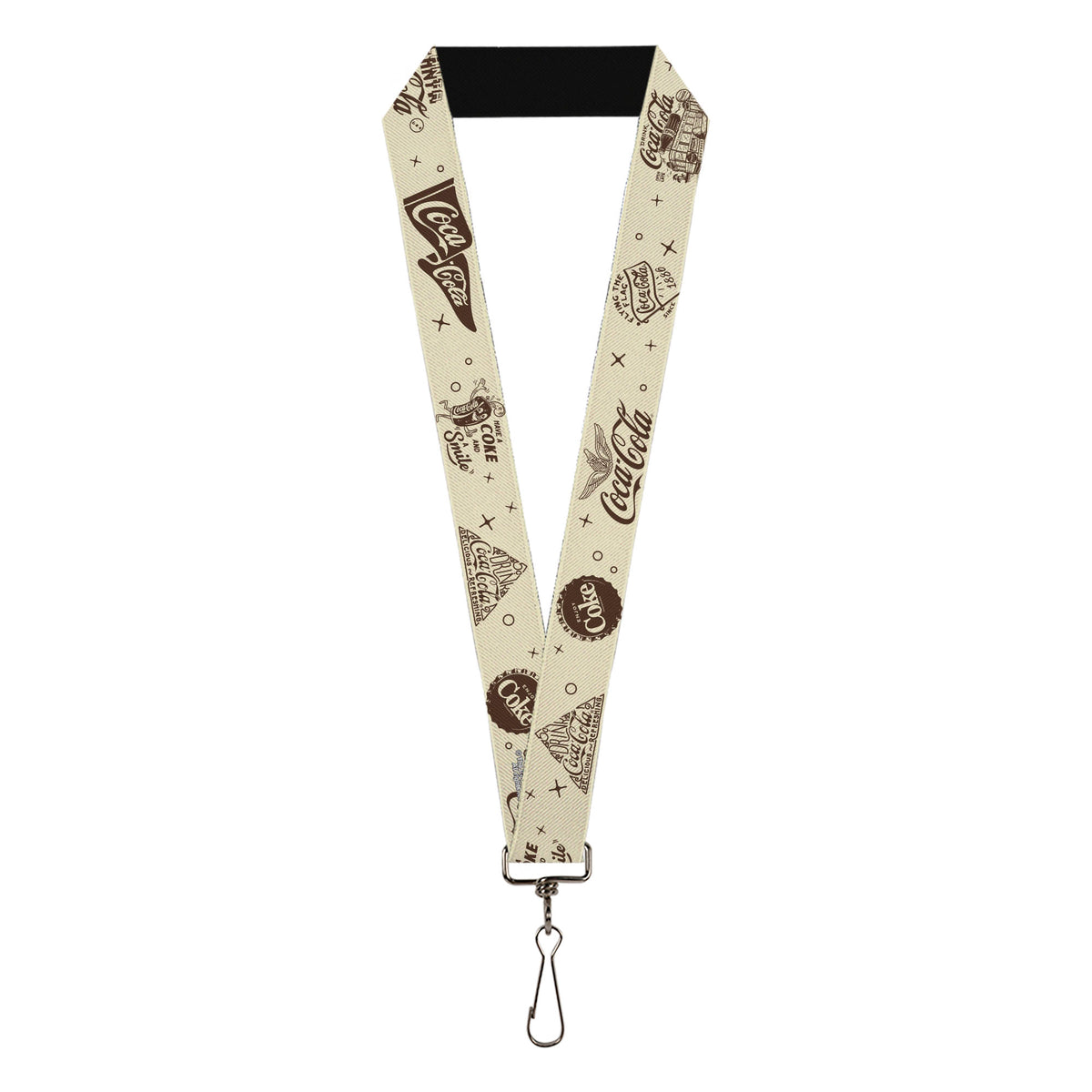 Lanyard - 1.0" - Vintage Coca-Cola Coke Icons and Ad Logos White/Brown ...