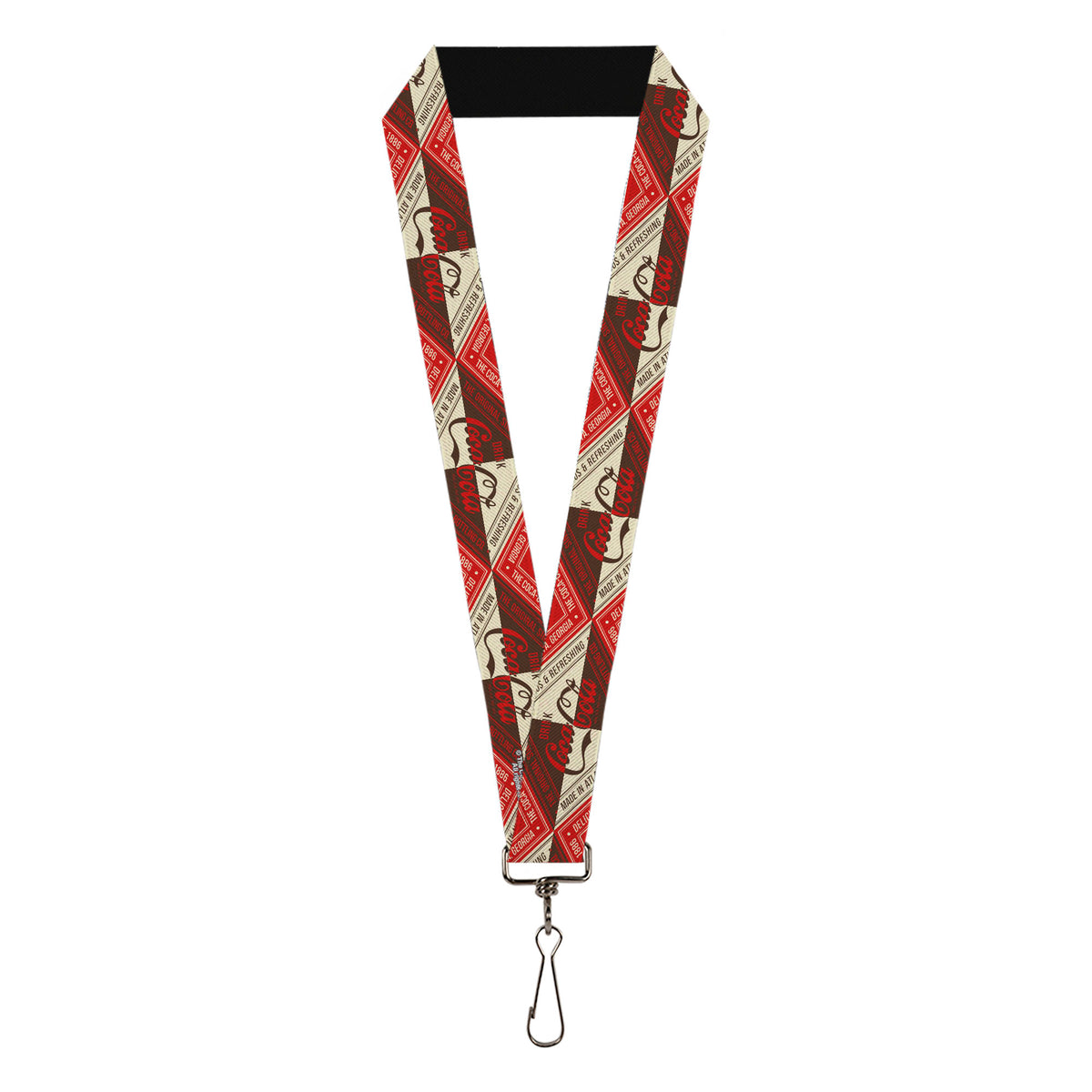 Lanyard - 1.0" - DRINK COCA-COLA Coke Diamond Blocks Red/Brown/Beige ...