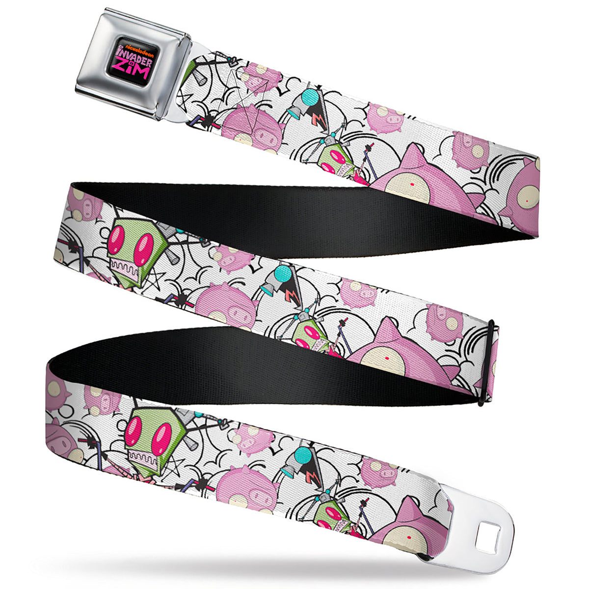 INVADER ZIM Title Logo Full Color Pink/Green Seatbelt Belt - Invader Z ...