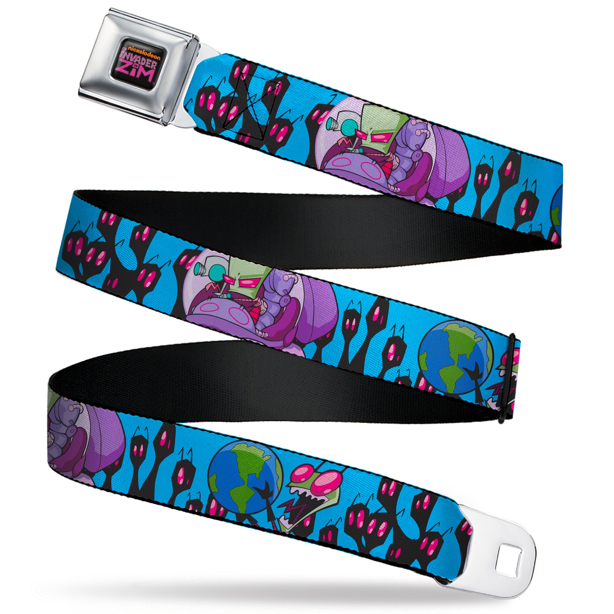 INVADER ZIM Title Logo Full Color Pink/Green Seatbelt Belt - Invader Z ...