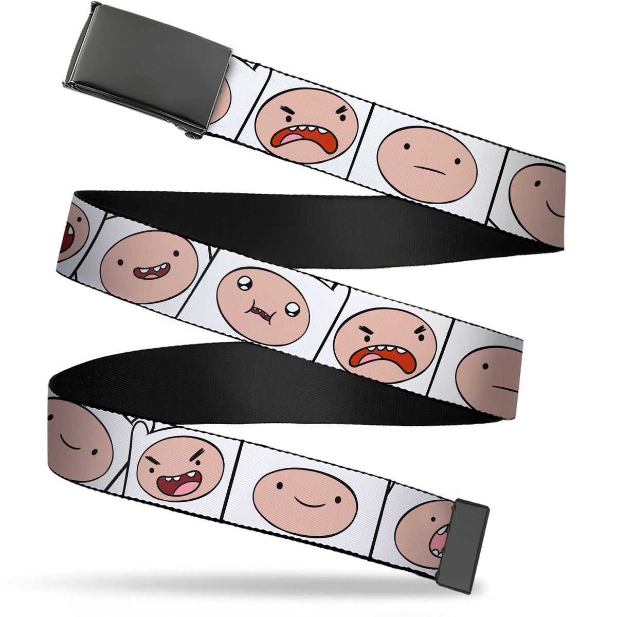 Web Belt Blank Black Buckle - Adventure Time Finn Expression Blocks Wh ...