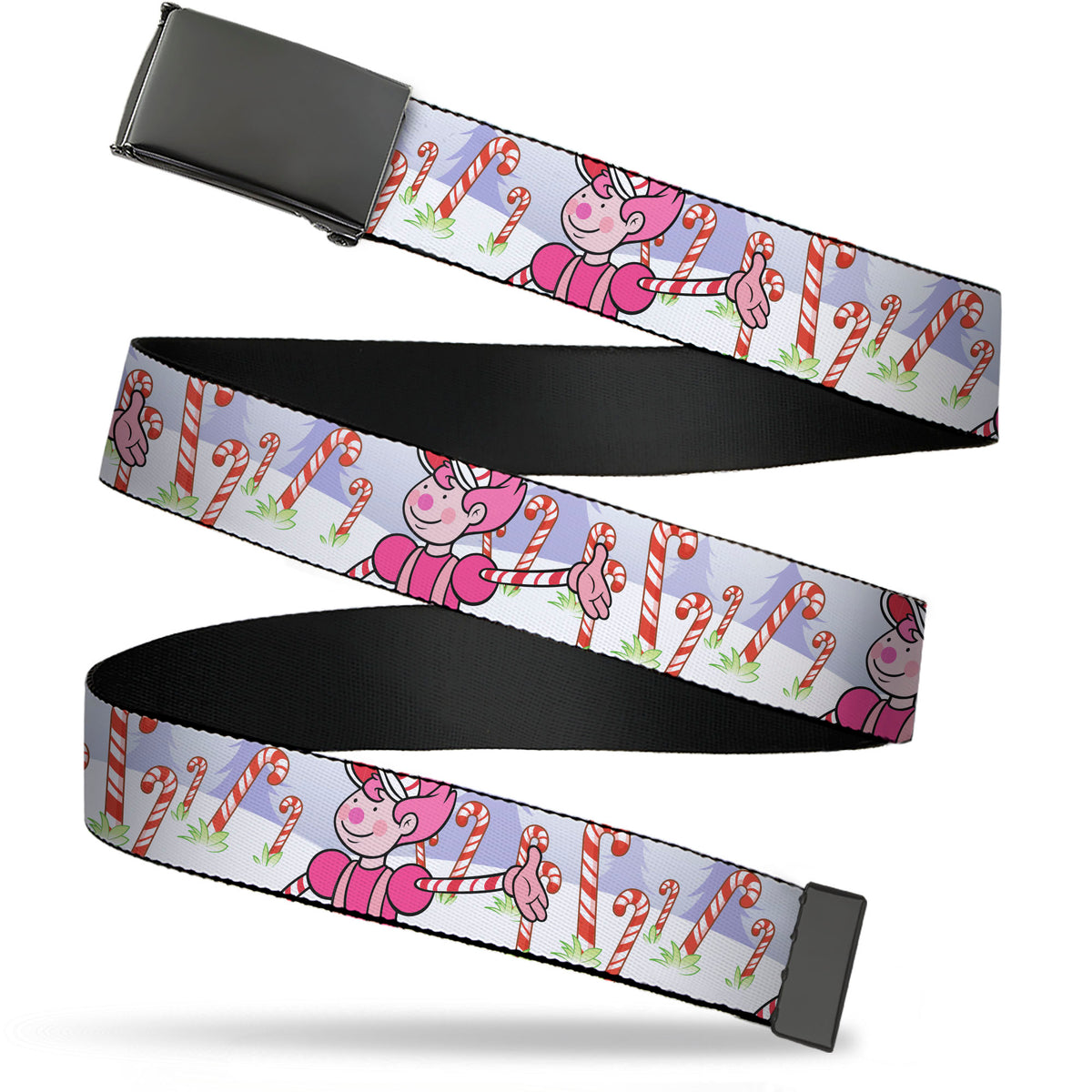Web Belt Blank Black Buckle - Candy Land Mr. Mint Pose and Candy Canes ...