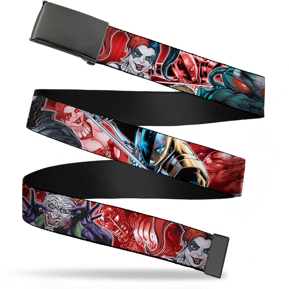 Black Buckle Web Belt - 5-Suicide Squad Villains Group Reds Webbing ...