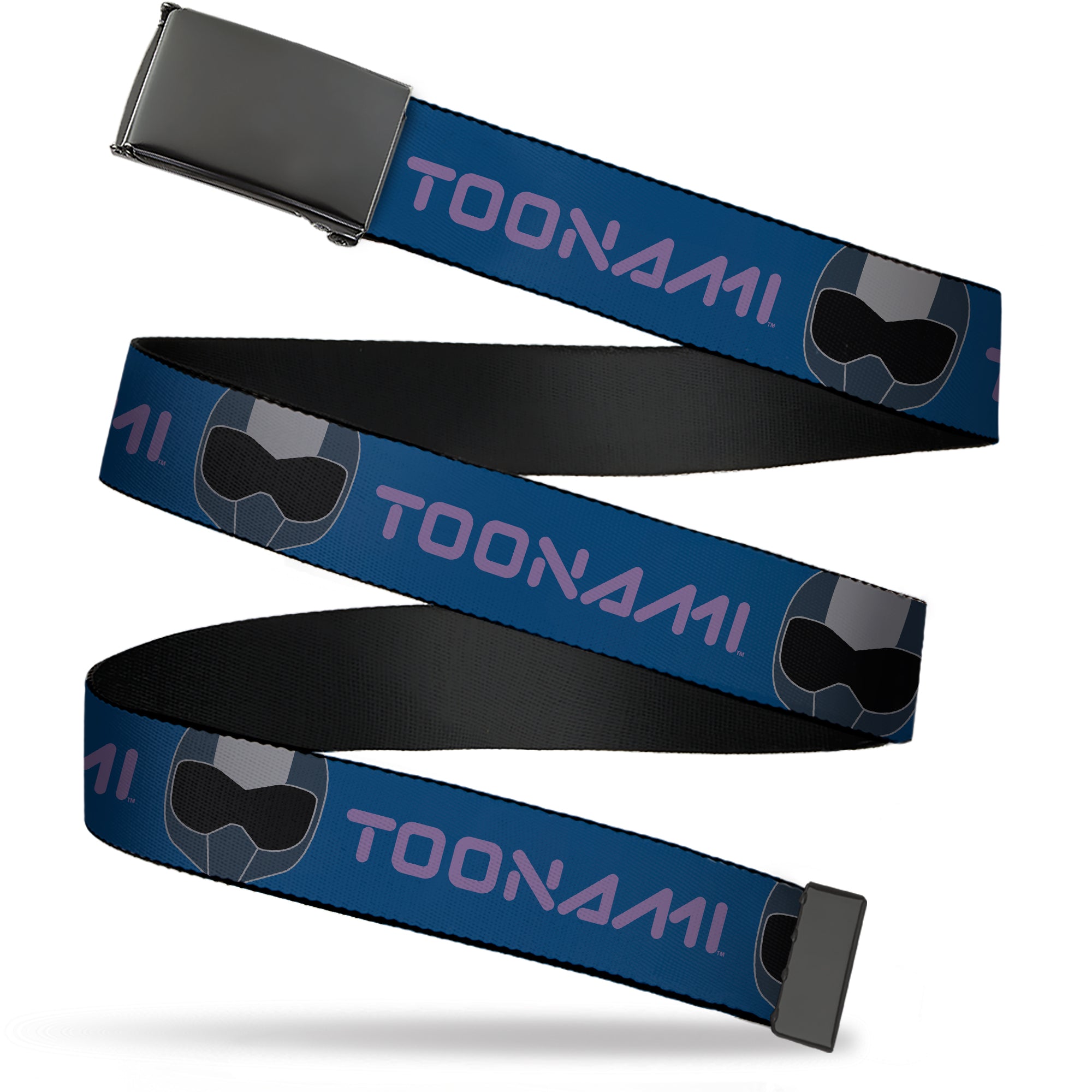 Web Belt Blank Black Buckle - TOONAMI Title Logo and Robot TOM Head Bl ...