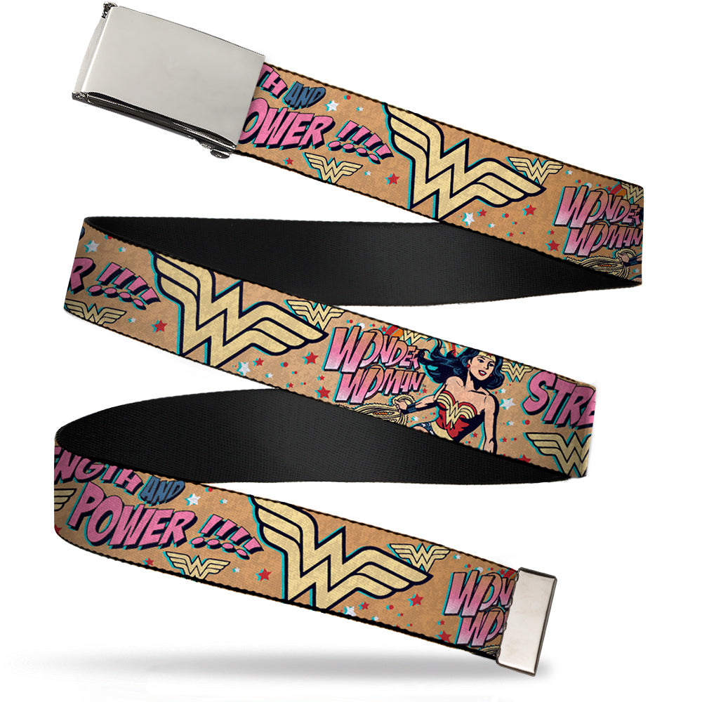 Chrome Buckle Web Belt - Wonder Woman Strength & Power Webbing — Buckle ...