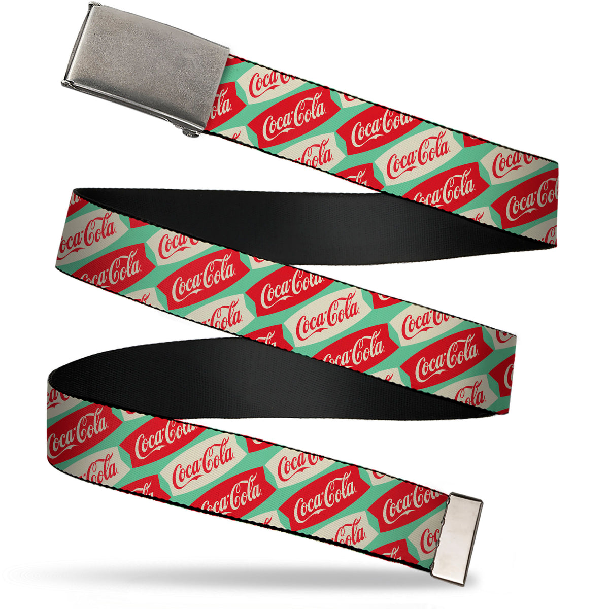 Web Belt Clamp Buckle - Coca-Cola Script Marquee Logo Green/Red/White ...