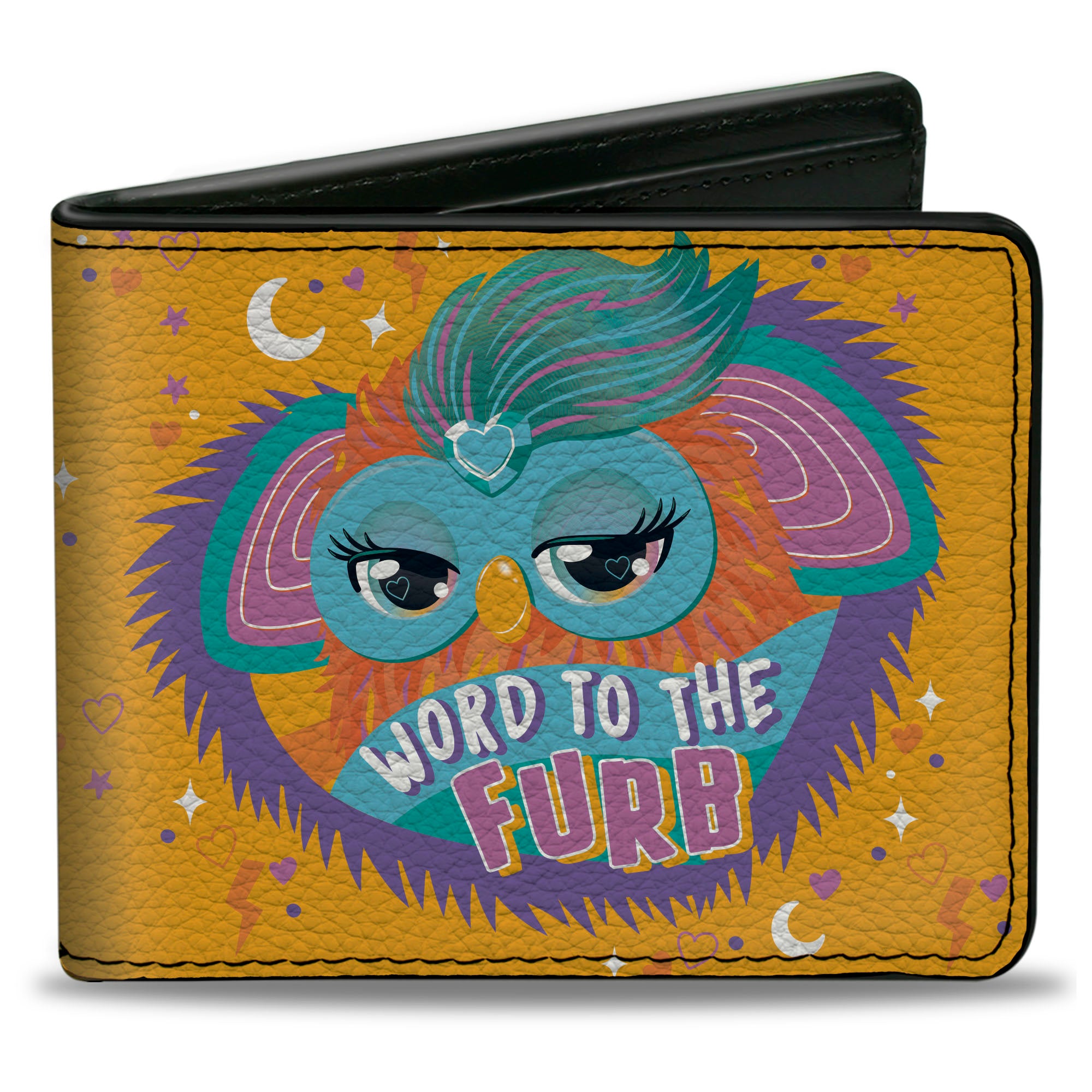Bi-Fold Wallet - Furby Orange Furby WORD TO THE FURB Heart Pose and Ti ...