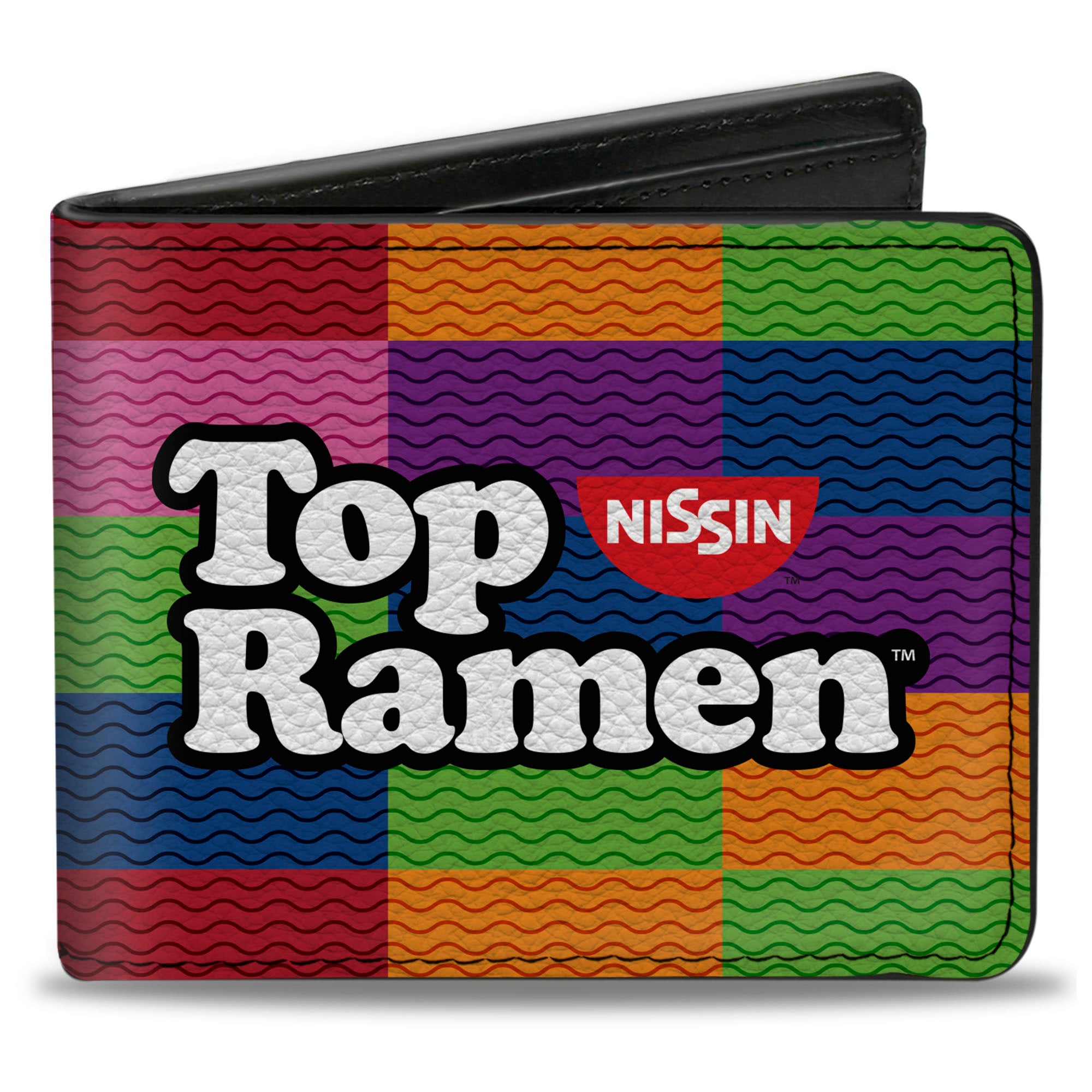 Bi-Fold Wallet - TOP RAMEN Noodle Wave Blocks Multi Color Black White ...