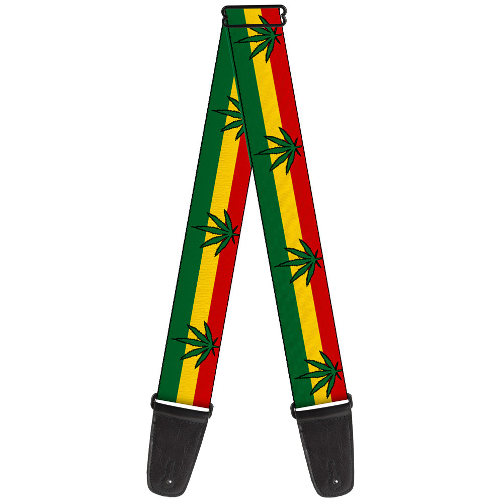 Guitar Strap - Marijuana Leaf Repeat Rasta — Buckle-Down