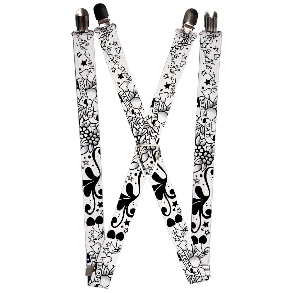 Suspenders - 1.0" - Mom & Dad Black/White — Buckle-Down