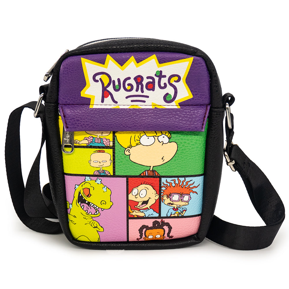 Crossbody Wallet - Rugrats 7-Character Pose Blocks Black — Buckle-Down