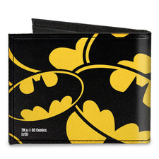 Canvas Bi-Fold Wallet - Bat Signals Stacked Yellow Black — Buckle-Down