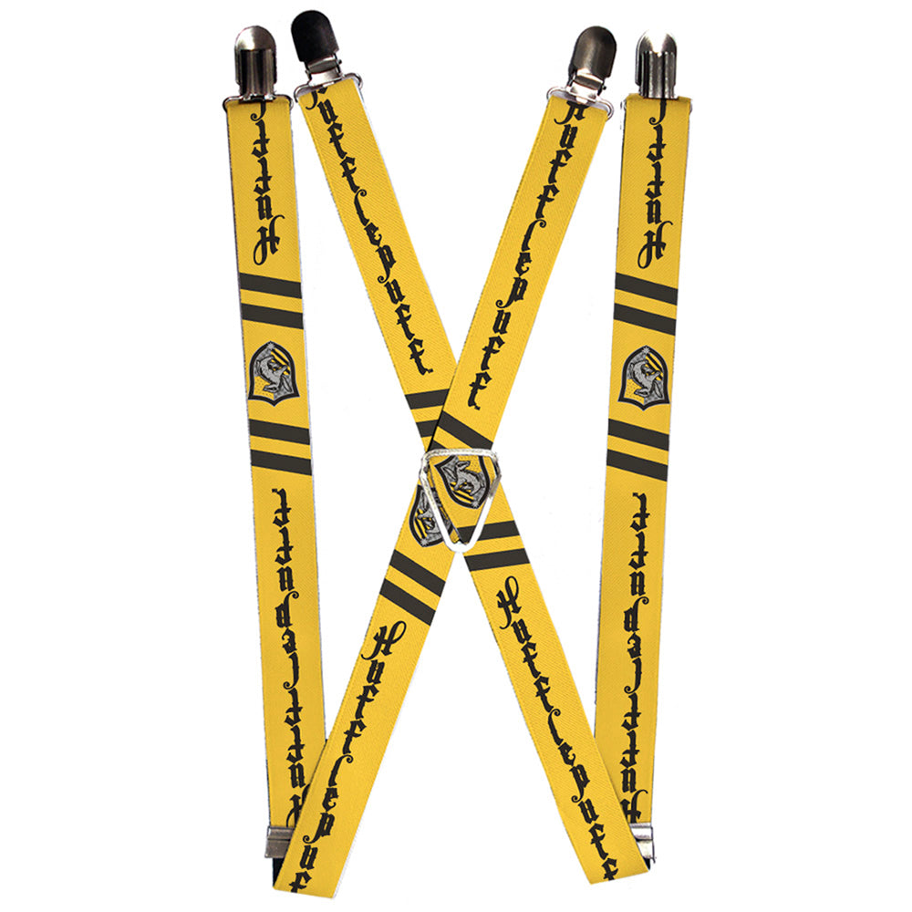 Suspenders - 1.0" - HUFFLEPUFF Badge 2-Stripe Yellow Black Grays ...
