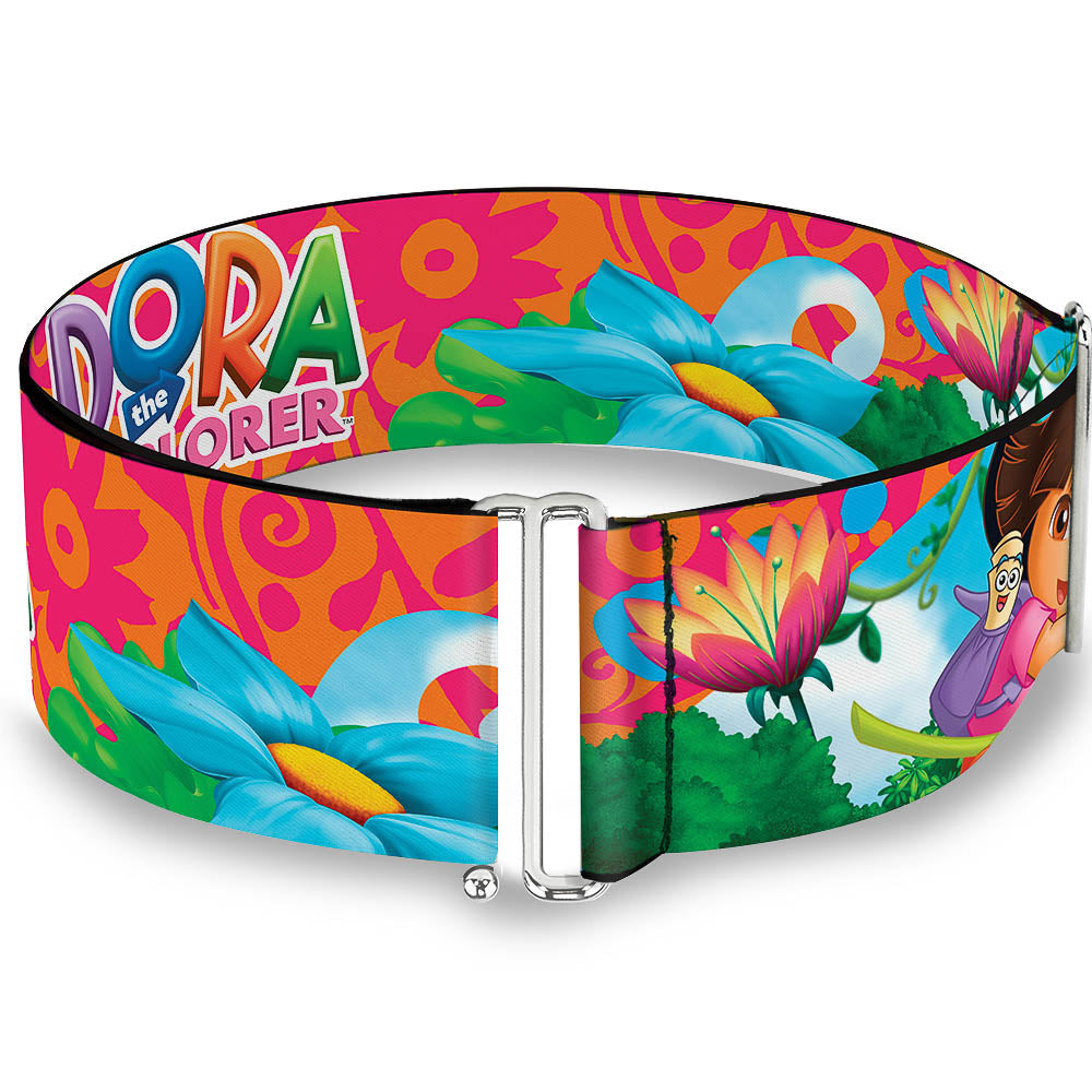 Cinch Waist Belt - DORA THE EXPLORER Dora Poses Floral Collage Orange ...