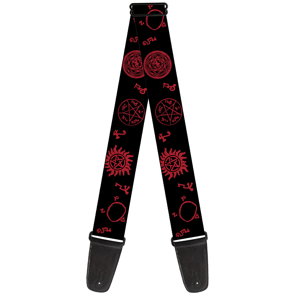 Guitar Strap - Supernatural Symbols Scattered Black Red – Buckle-Down